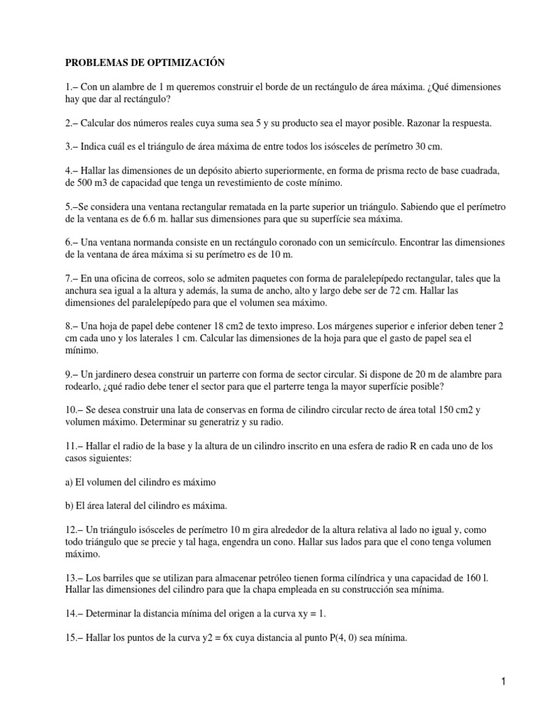 Problemes Optimitzacio | PDF | Triángulo | Rectángulo