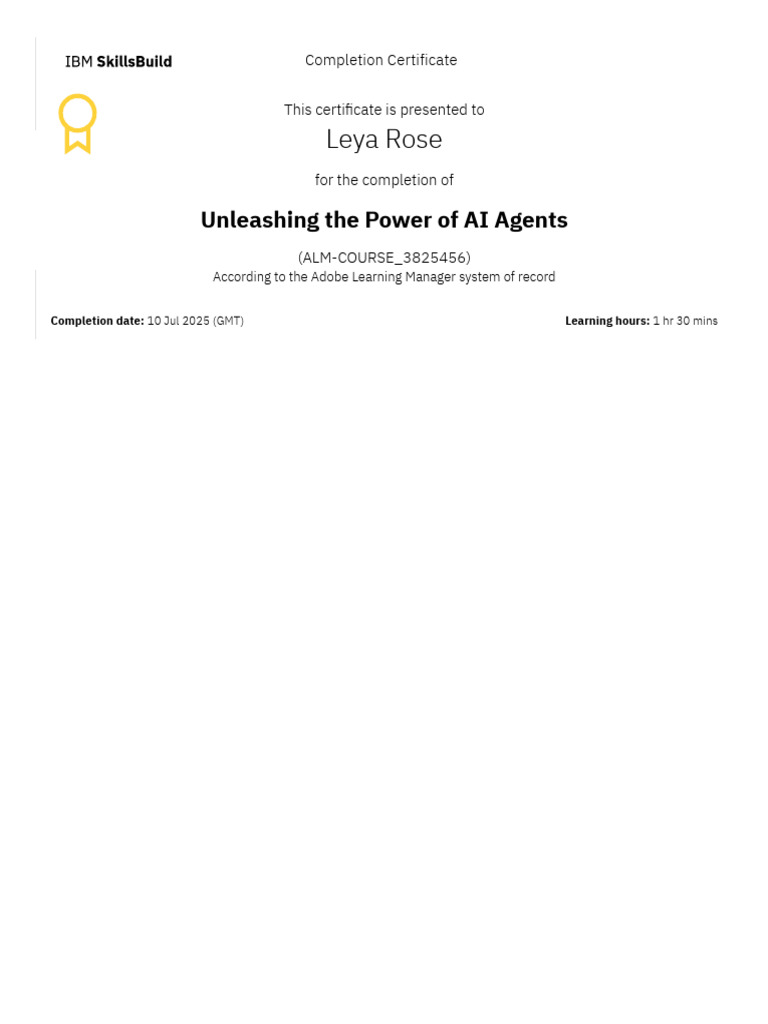 AI Agents Course Completion Certificate | PDF