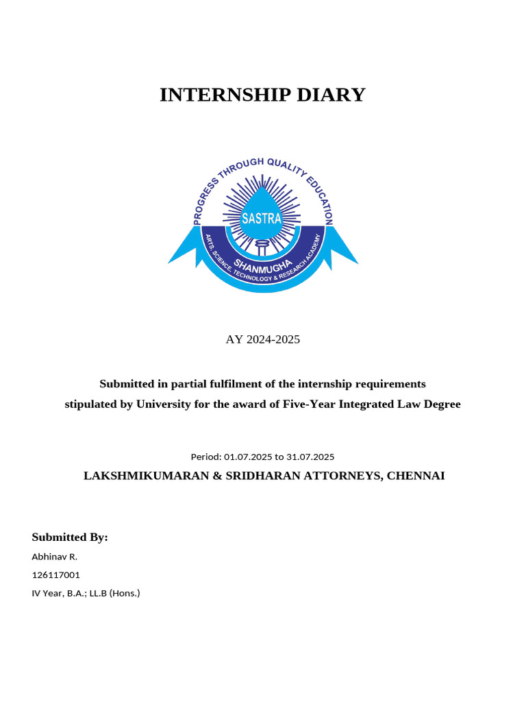 Internship Diary AbhinavR Final | PDF | Permanent Establishment | Appeal