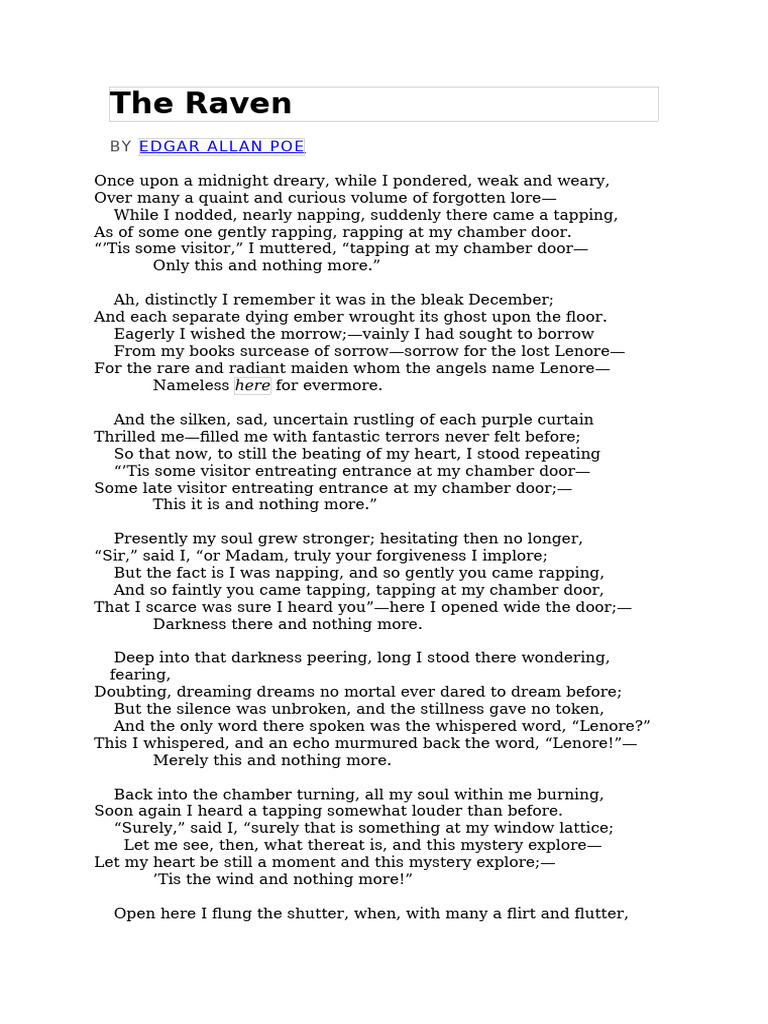 Edgar Allan Poe-The Raven | PDF | The Raven | Religious Belief And Doctrine