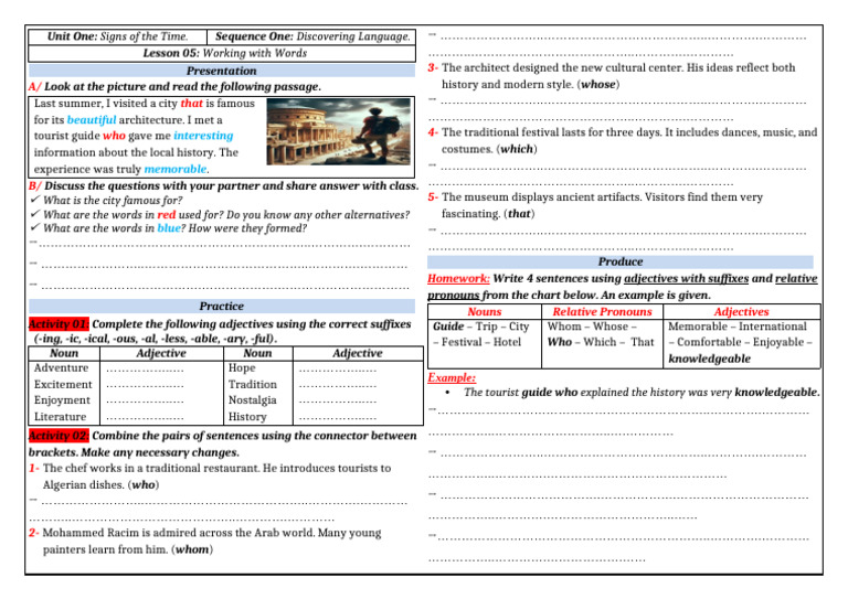 Working With Words Worksheet | PDF | Adjective | Noun