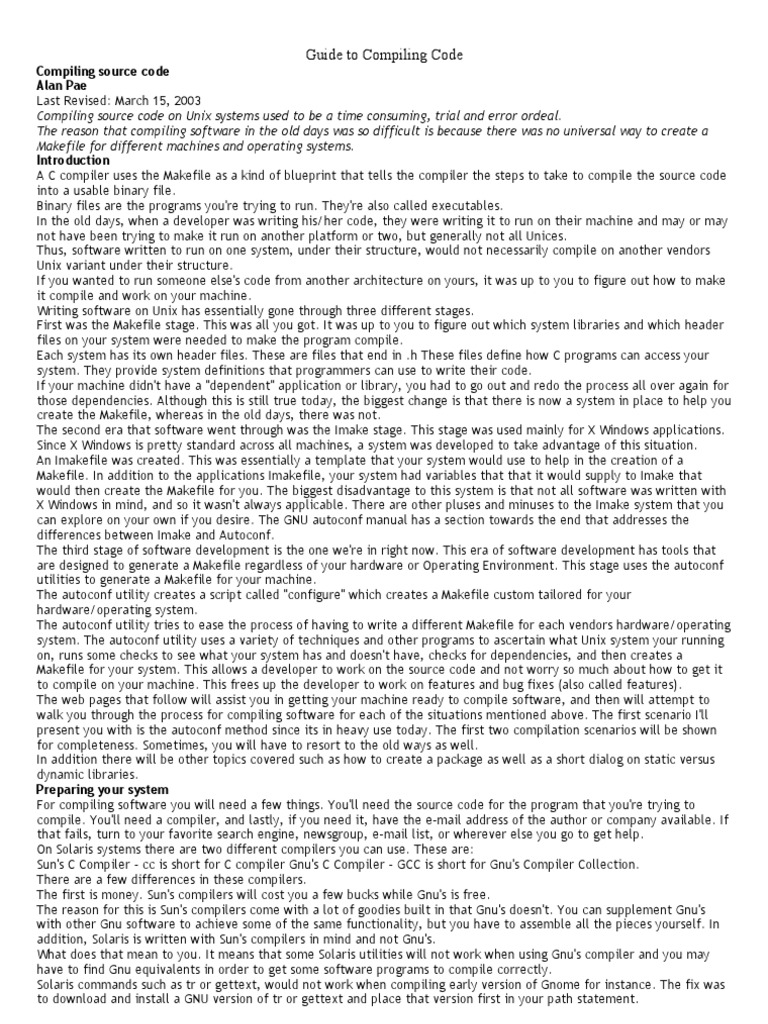 Compiling Source Code Guide Pdf Library Computing 64 Bit Computing