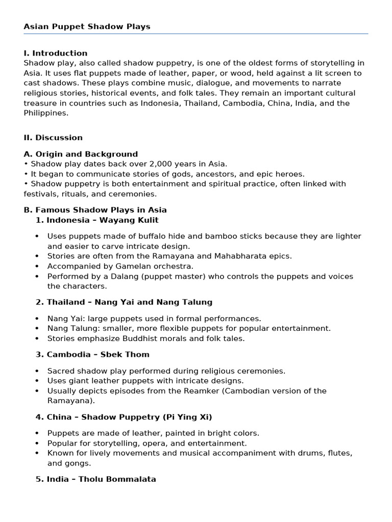 Asian Shadow Puppet Traditions | PDF | Performing Arts | Puppetry