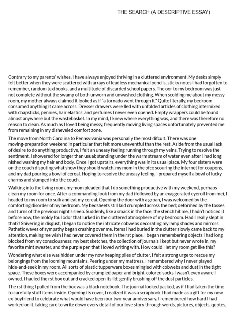 The Search (A Descriptive Essay) - Teen Ink | PDF