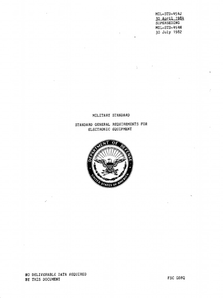 MIL-STD-454J - Standard General Requirements For Electronic Equipment | PDF | Electrical ...