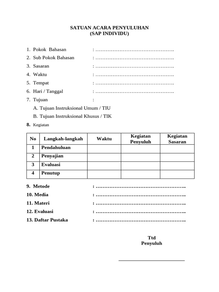 CONTOH SAP Individu - Komunitas | PDF
