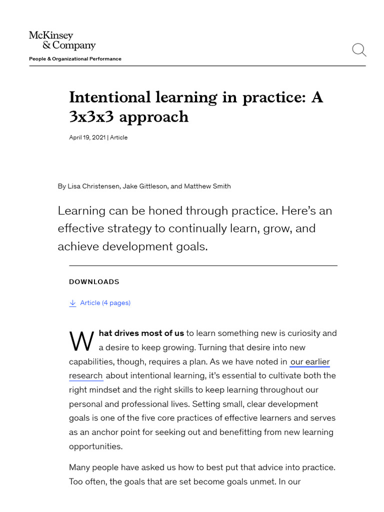 How To Put Intentional Learning Into Practice - 3X3X3 - McKinsey | PDF ...