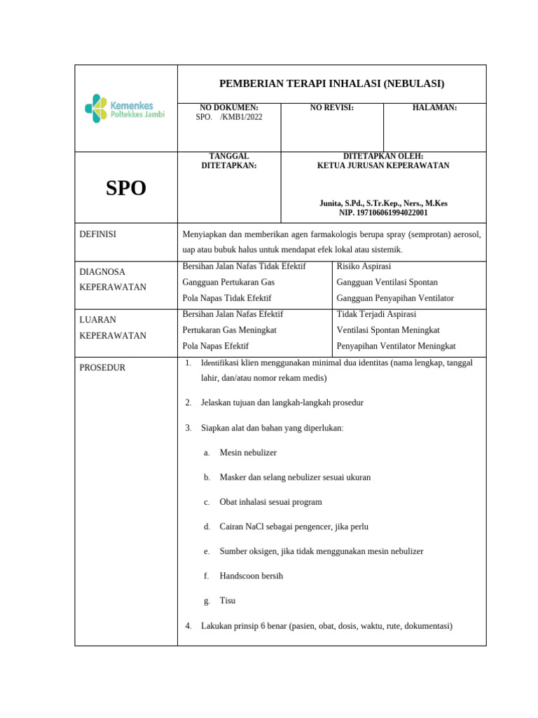 Panduan Terapi Inhalasi Nebulasi | PDF