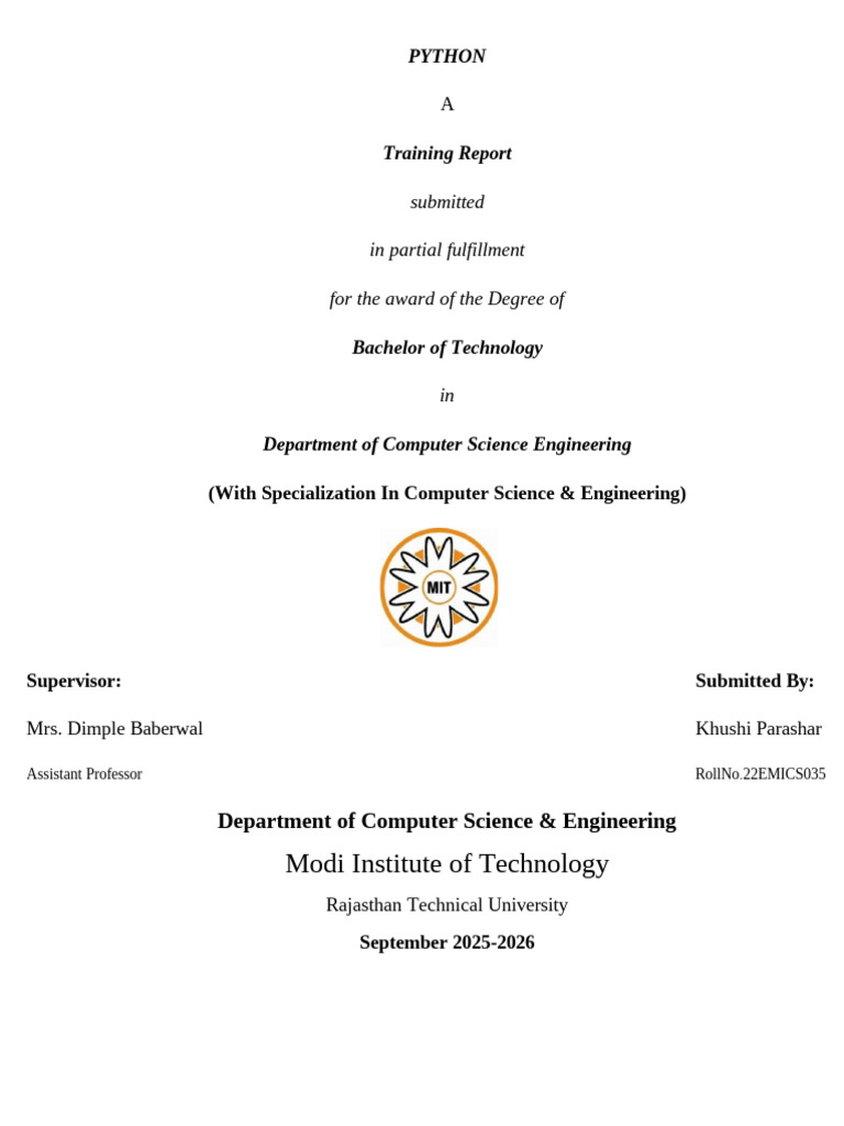 Khushi Python Final Report | PDF | Class (Computer Programming) | Method (Computer Programming)