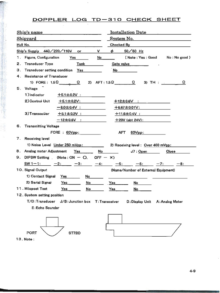 Td-310 Check Sheet | PDF