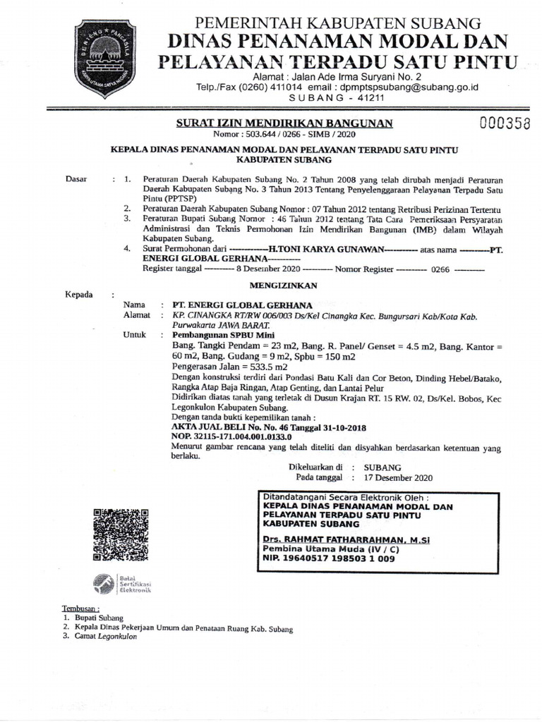 IMB PT Energi Global Gerhana | PDF