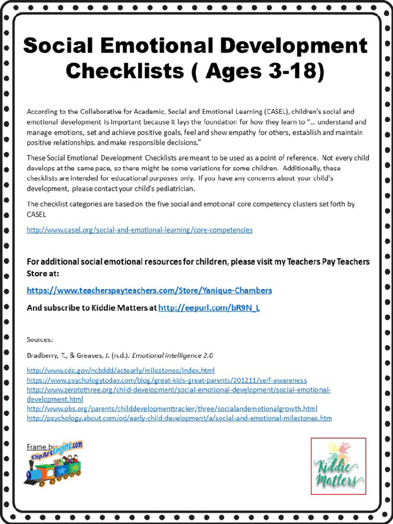 SocialEmotionalDevelopmentChecklistsForAges3to18 1 | PDF