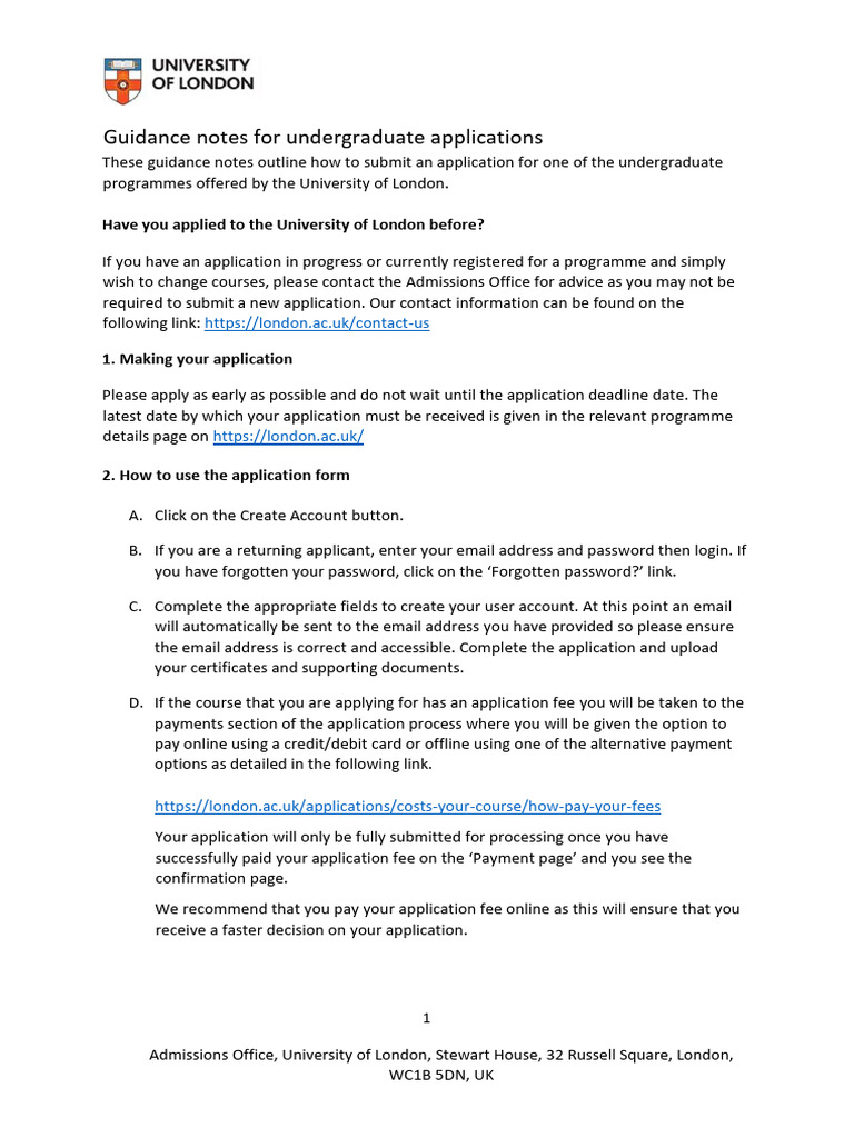 University of London Undergraduate Application Guide | PDF | Password ...
