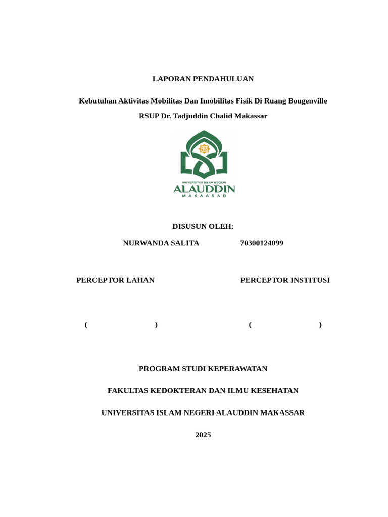 LP - Kebutuhan Aktivitas Mobilitas Dan Imobilisasi Fisik | PDF