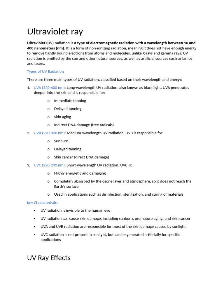 Ultraviolet Ray. (F) Documents | PDF | Ultraviolet | Radiation