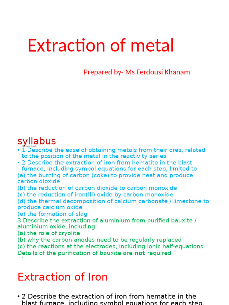 Extraction of Metal Chemistry o Levels | PDF