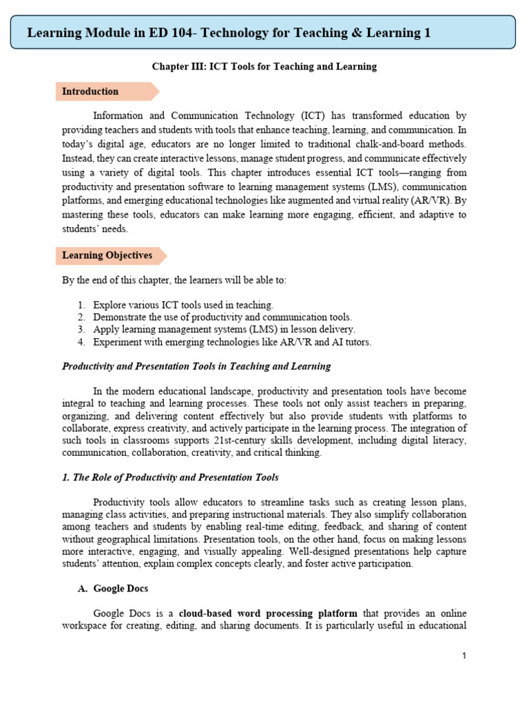 Essential ICT Tools for Educators | PDF | Educational Technology ...