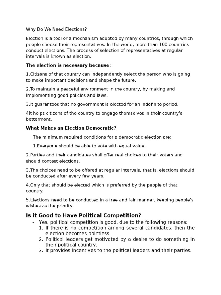 Importance of Elections and Democracy | PDF