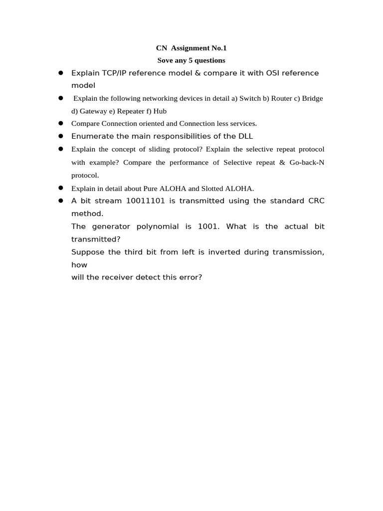 CN Assignment No. 1 | PDF