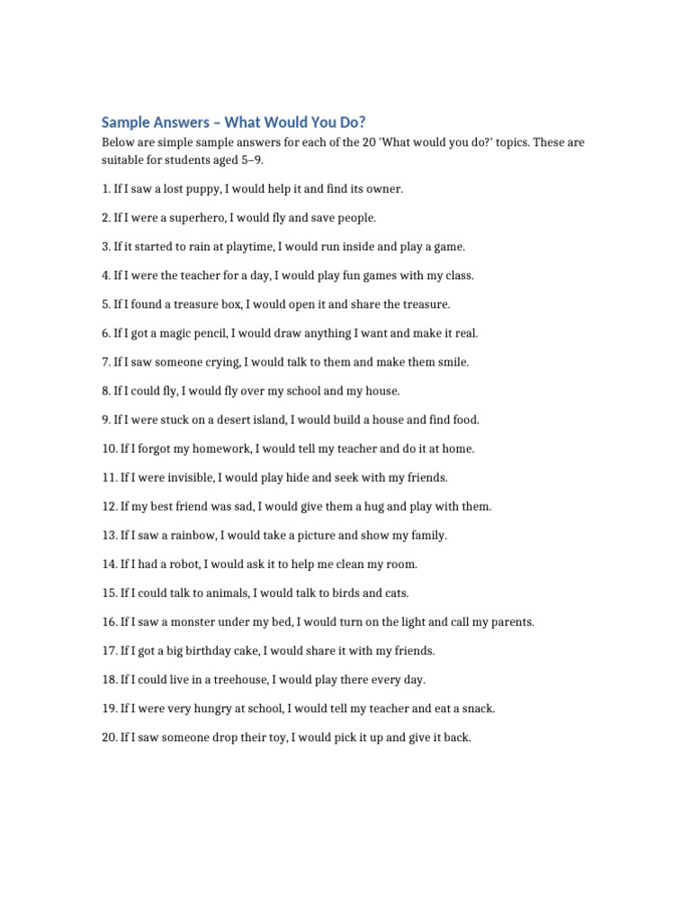 Sample Answers What Would You Do | PDF