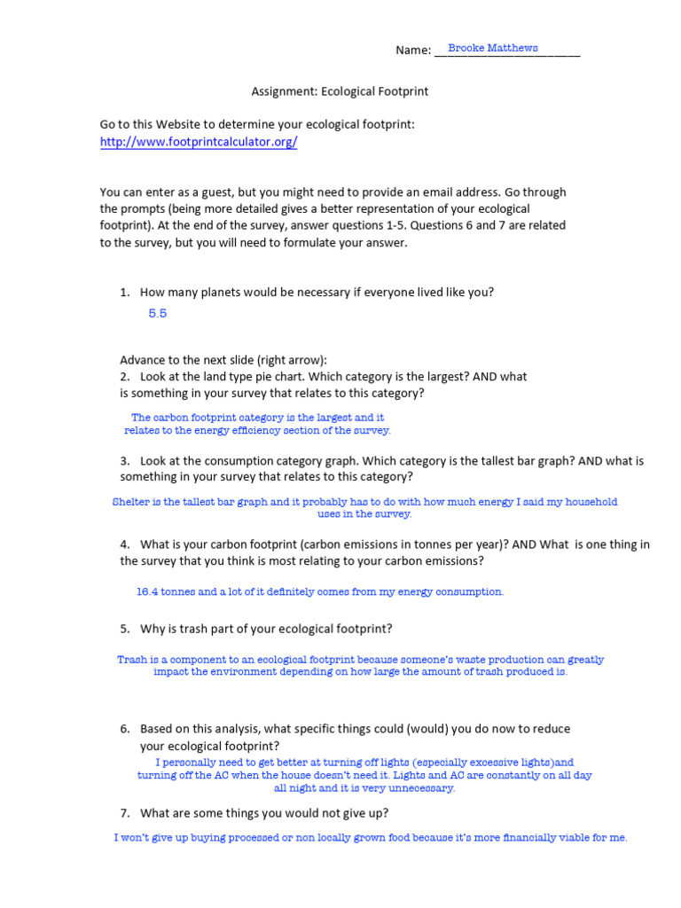 Assignment Ecological Footprint | PDF