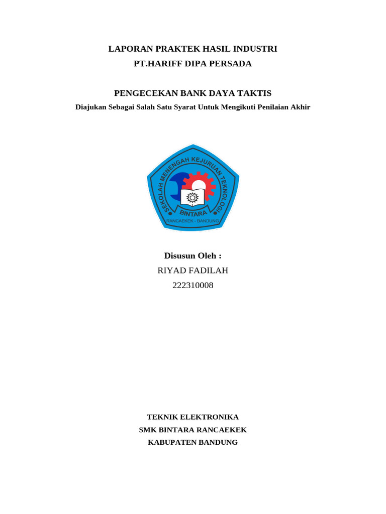 Laporan PRAKERIN PT Hariff Dipa Persada | PDF