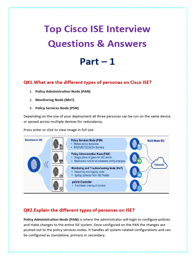 Cisco ISE Interview Q&A Guide | PDF | Computer Network | Internet ...