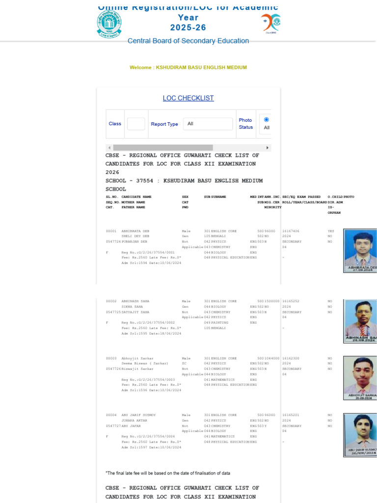 LOC Checklist for Class XII 2026 | PDF | Educational Assessment And ...