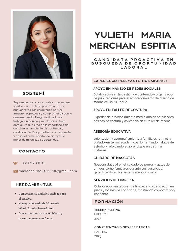 Experiencia y Habilidades de Yulieth Maria | PDF | Aprendizaje