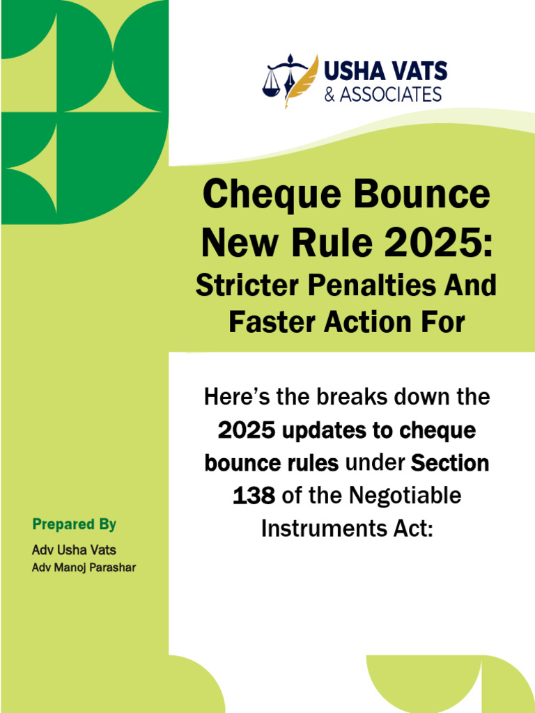 New Cheque Bounce Rules in India 2025 | PDF | Cheque