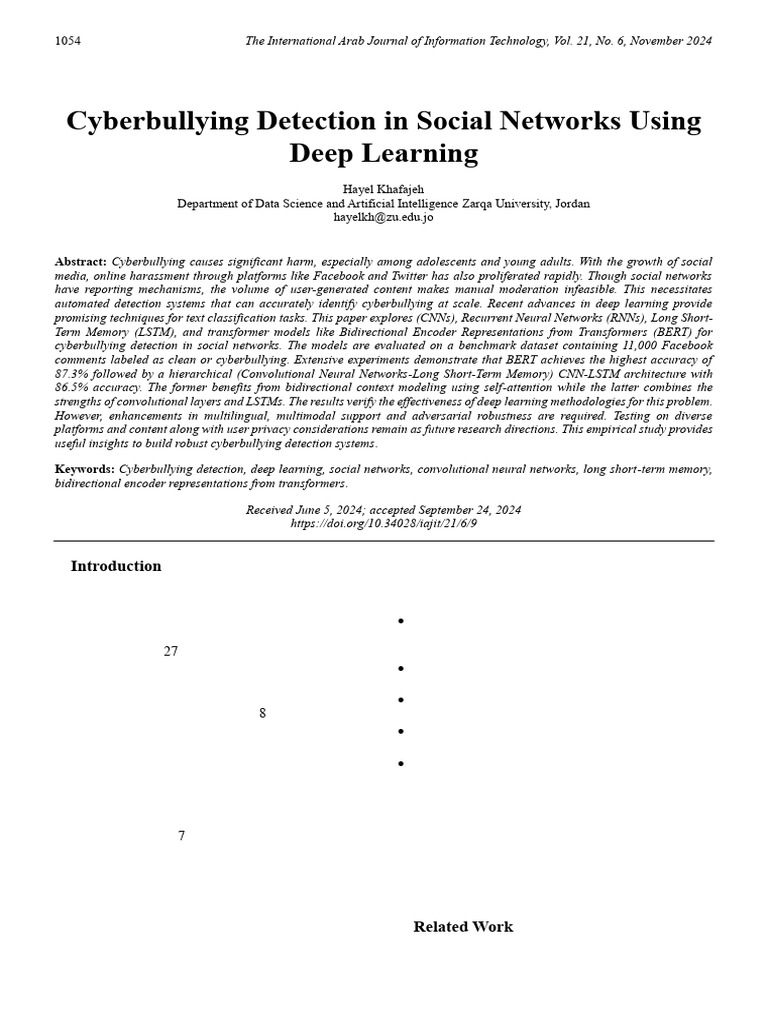 Cyberbullying Detection in Social Networks Using Deep Learning | PDF ...