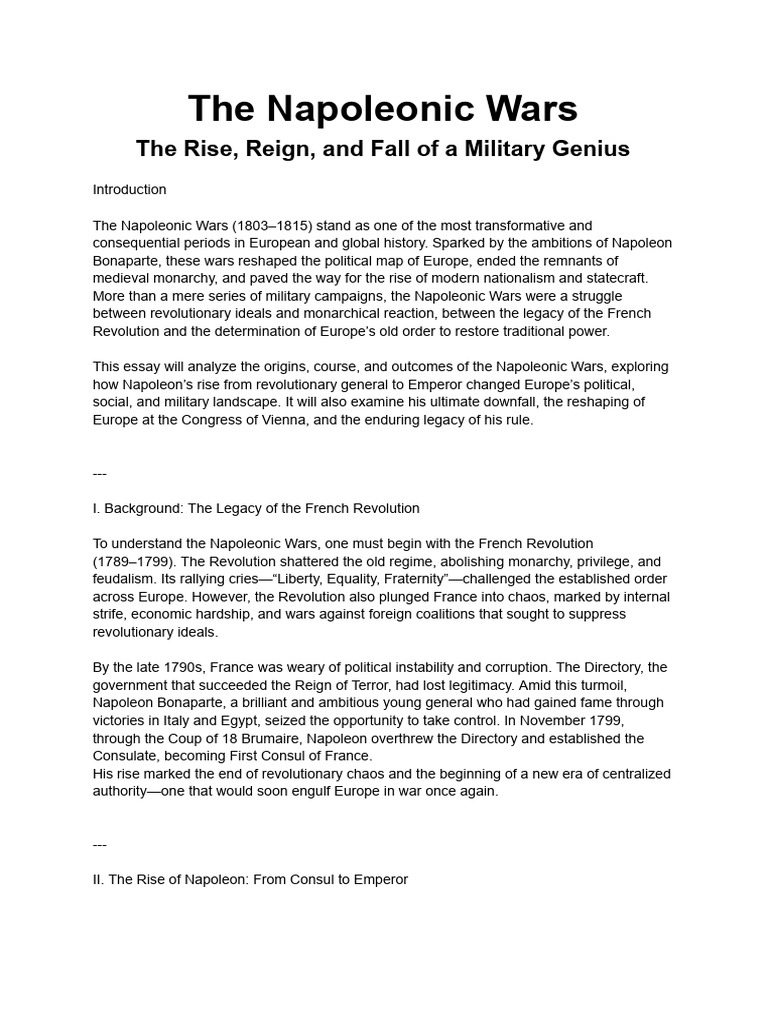 History Learning 2 - The Napoleonic Wars | PDF | Napoleon | First ...