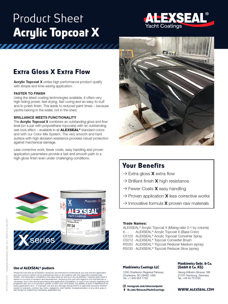 ALEXSEAL® Acrylic Topcoat X Overview | PDF | Acrylic Paint | Paint