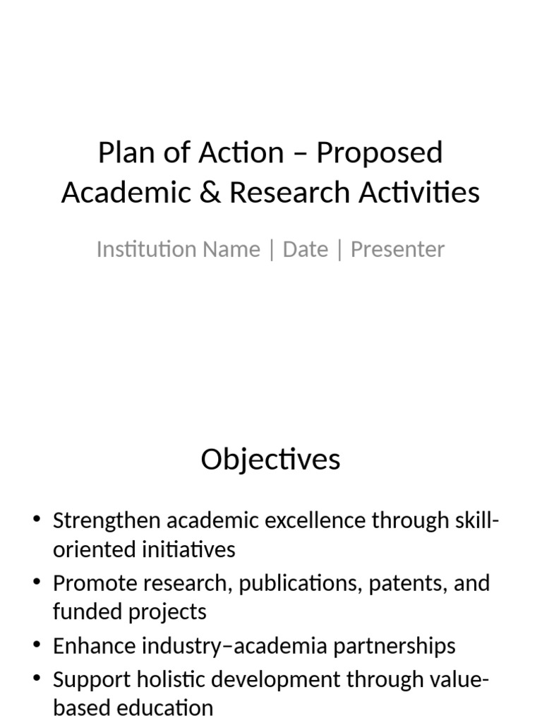 Academic Action Plan for Research Growth | PDF | Patent | Cognition