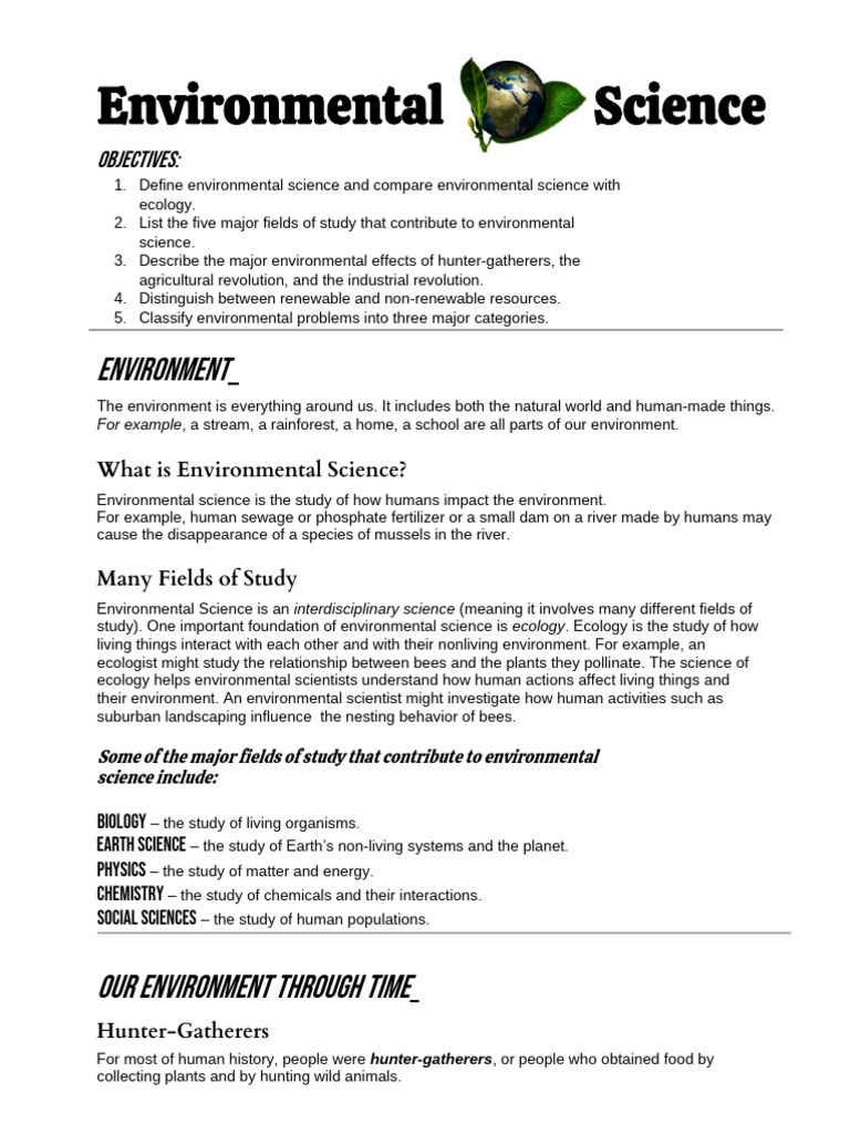 Environmental Science Lesson Summarized | PDF | Agriculture ...