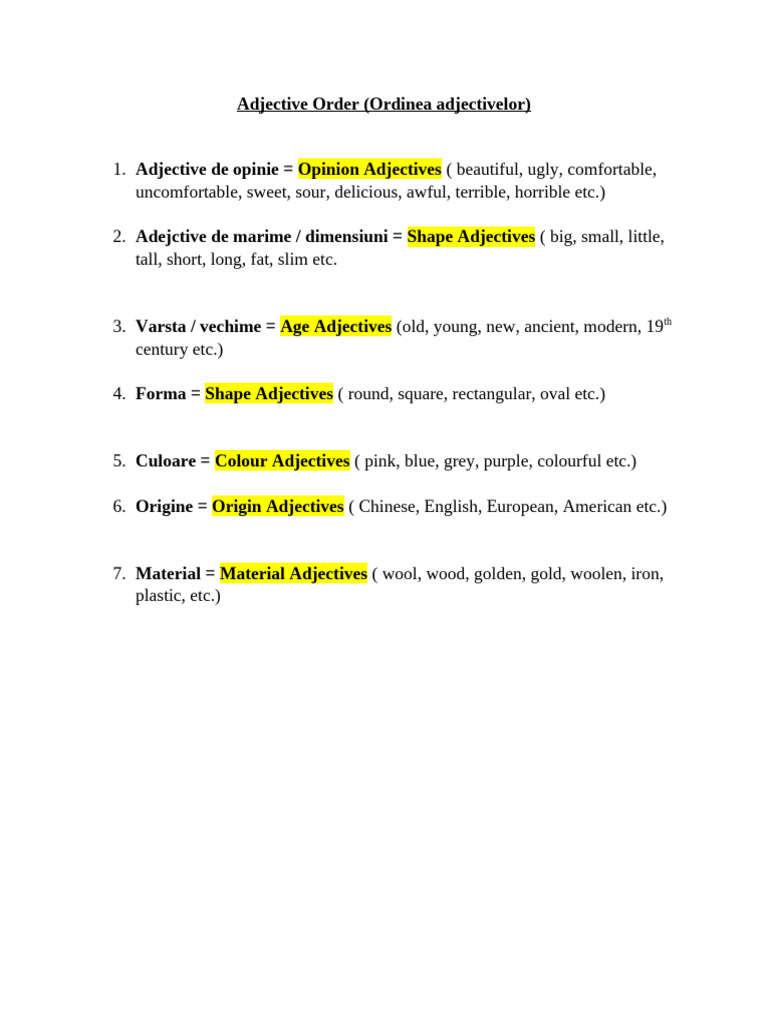 Adjective Order | PDF