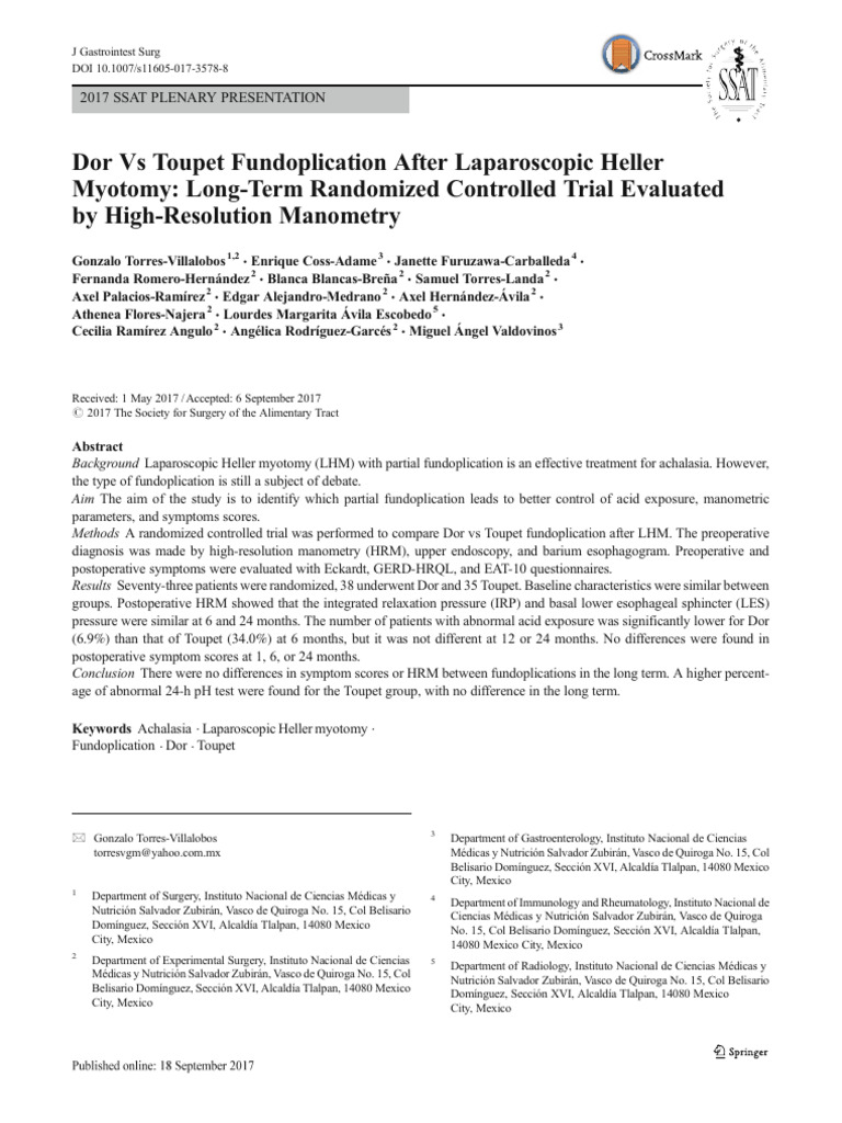 Torres-Villalobos2017 - Dor Vs Toupet Fundoplication After Laparoscopic ...
