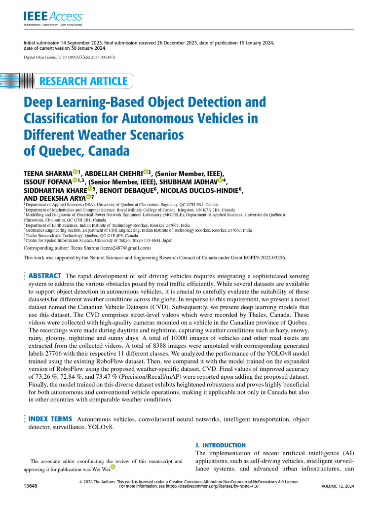 Deep Learning-Based Object Detection and Classification For Autonomous Vehicles in Different ...