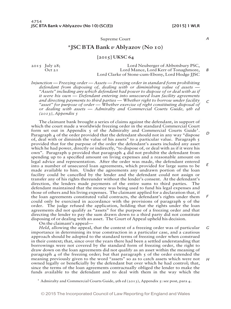 Supreme Court Ruling on Asset Freezing | PDF | Loans | Justice