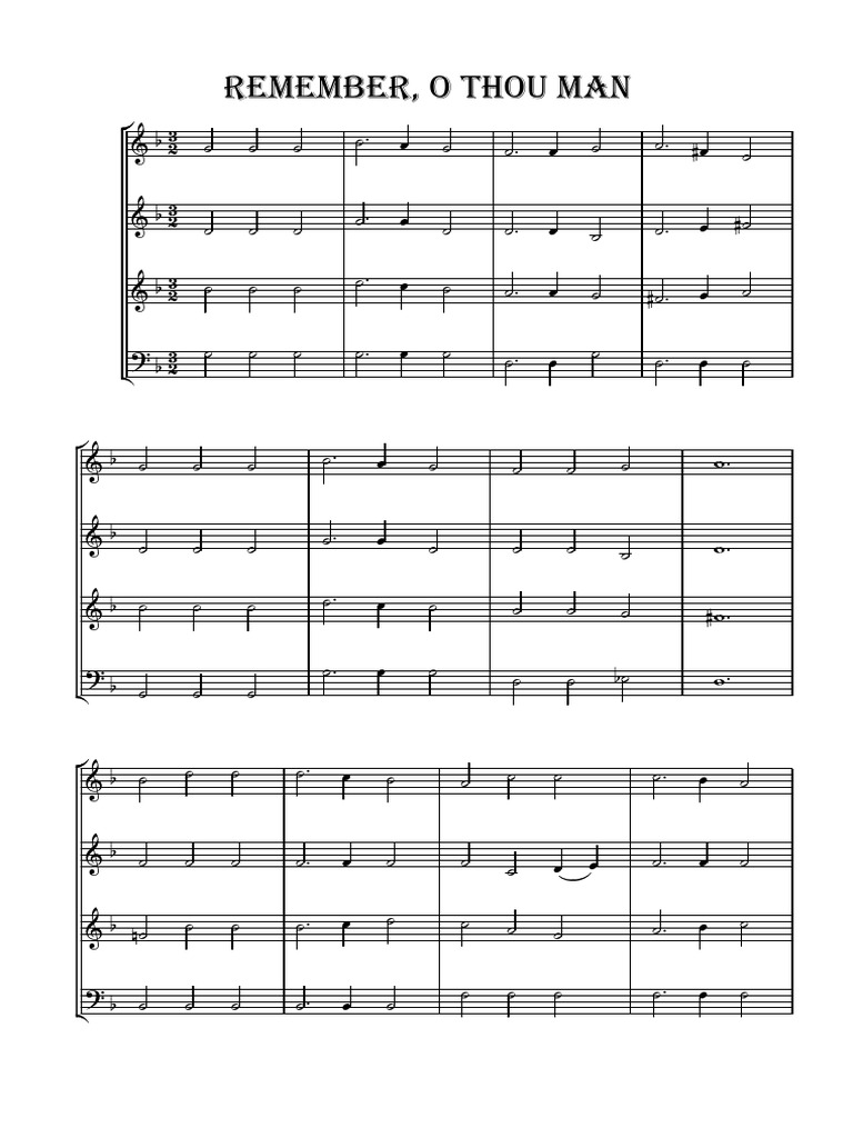 Ravenscroft - Remember o Thou Man | PDF | Singing | Vocal Music