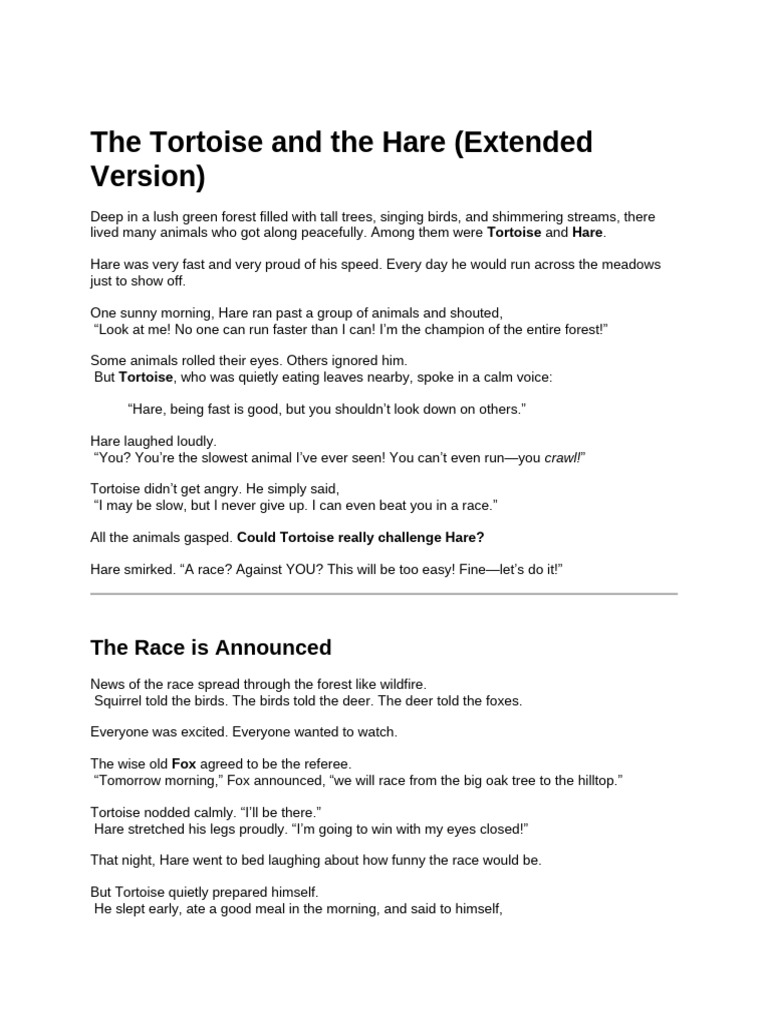 Tortoise and Hare: A Race to Remember | PDF