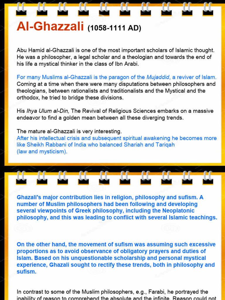 Al-Ghazzali: Reviver of Islamic Thought | PDF | Islamic Philosophy | Sufism