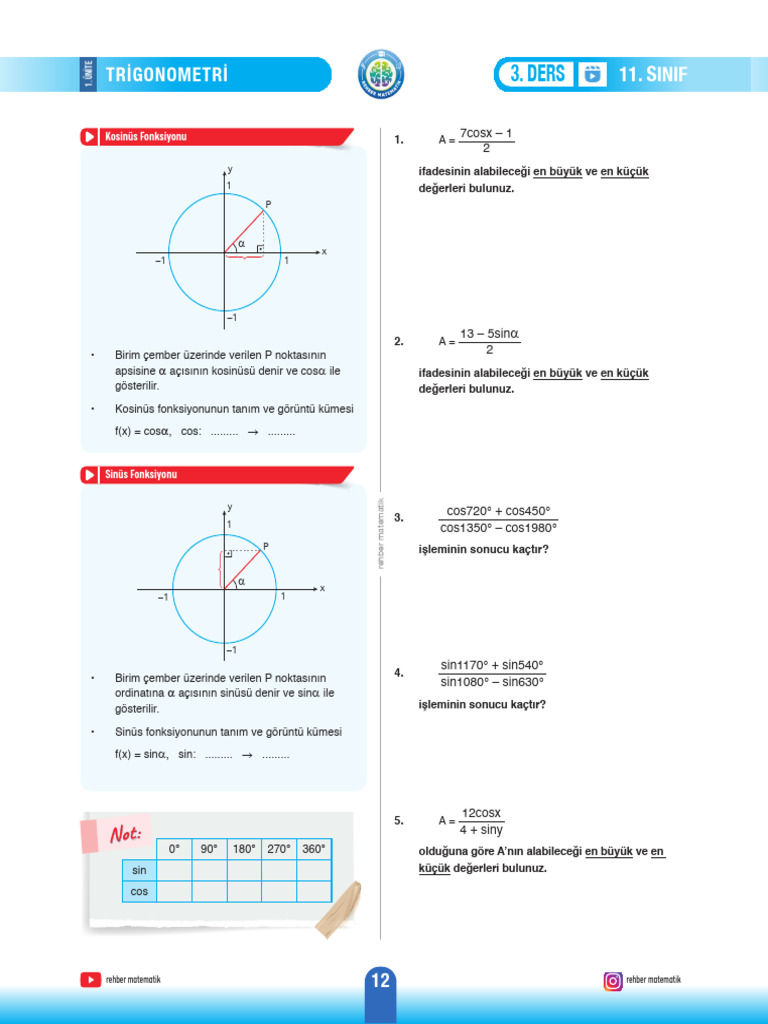 11.SINIF MATBOOK - 1. Ünite - 3. Ders - Rehber Matematik | PDF