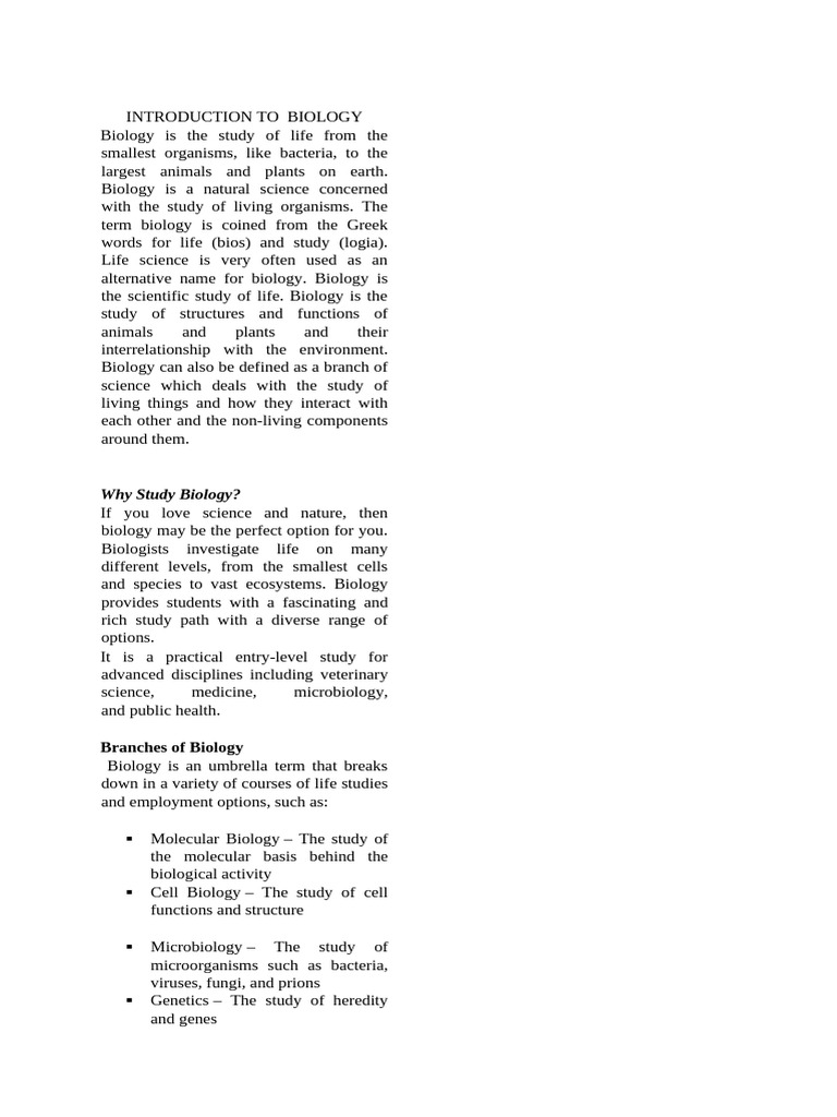 Introduction to Biology Basics | PDF | Experiment | Scientific Method