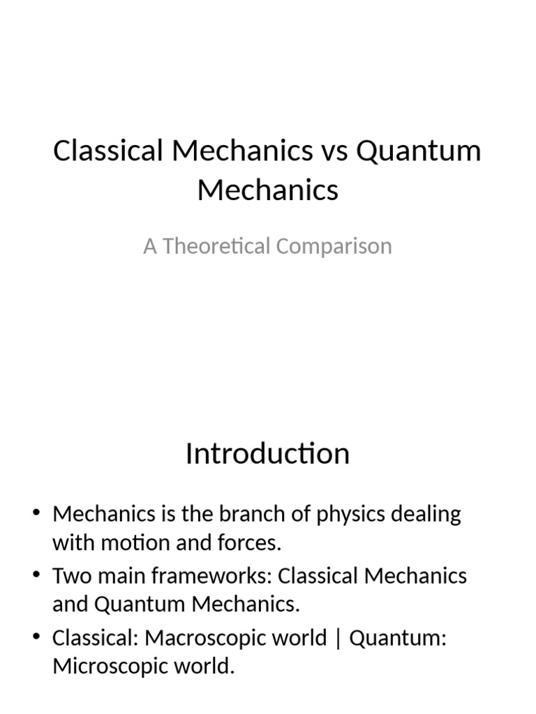Classical Vs Quantum Comparison | PDF
