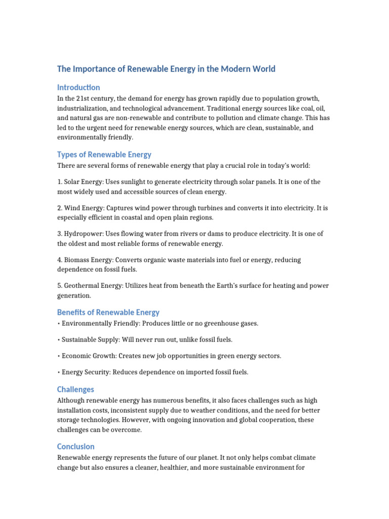 Renewable Energy Information Document | PDF