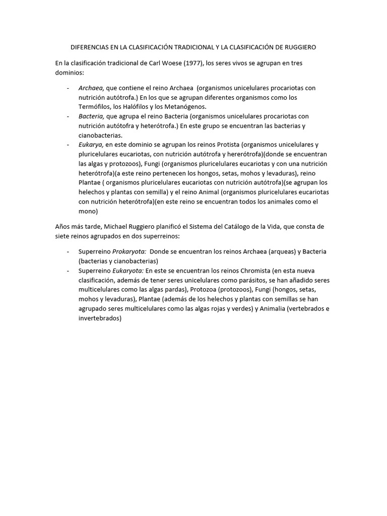 Diferencias en La Clasificación Tradicional y La Clasificación de Ruggiero | PDF
