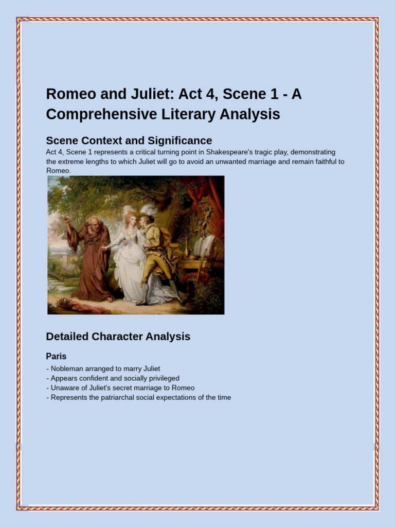 Juliet's Defiance in Act 4, Scene 1 | PDF | Psychology | Characters In ...
