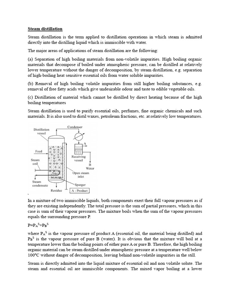 Steam Distillation & Fractionation | PDF | Distillation | Boiling