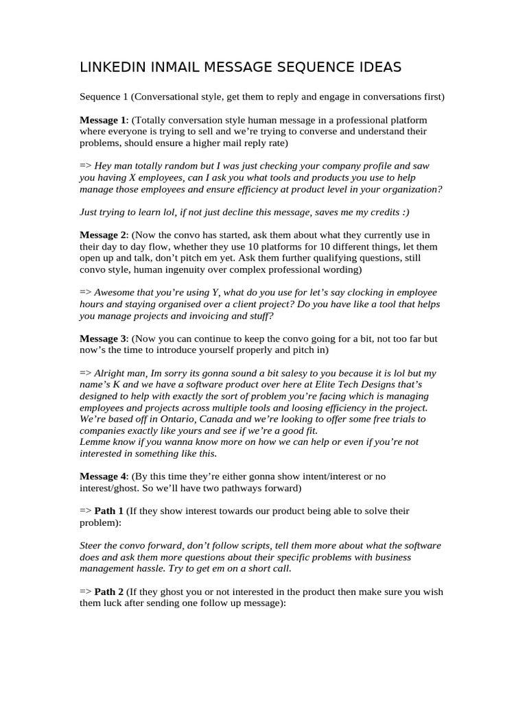 LinkedIn InMail Templates for Leads | PDF